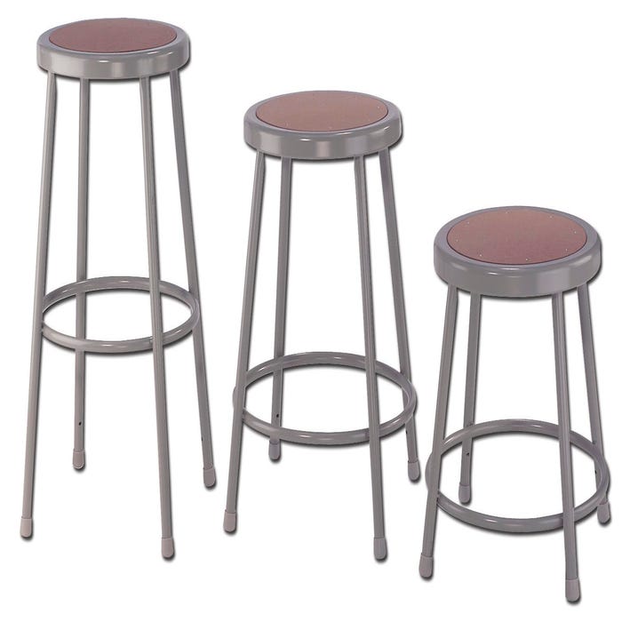 National Public Seating Heavy Duty Steel Stool, 18 Inch, Gray