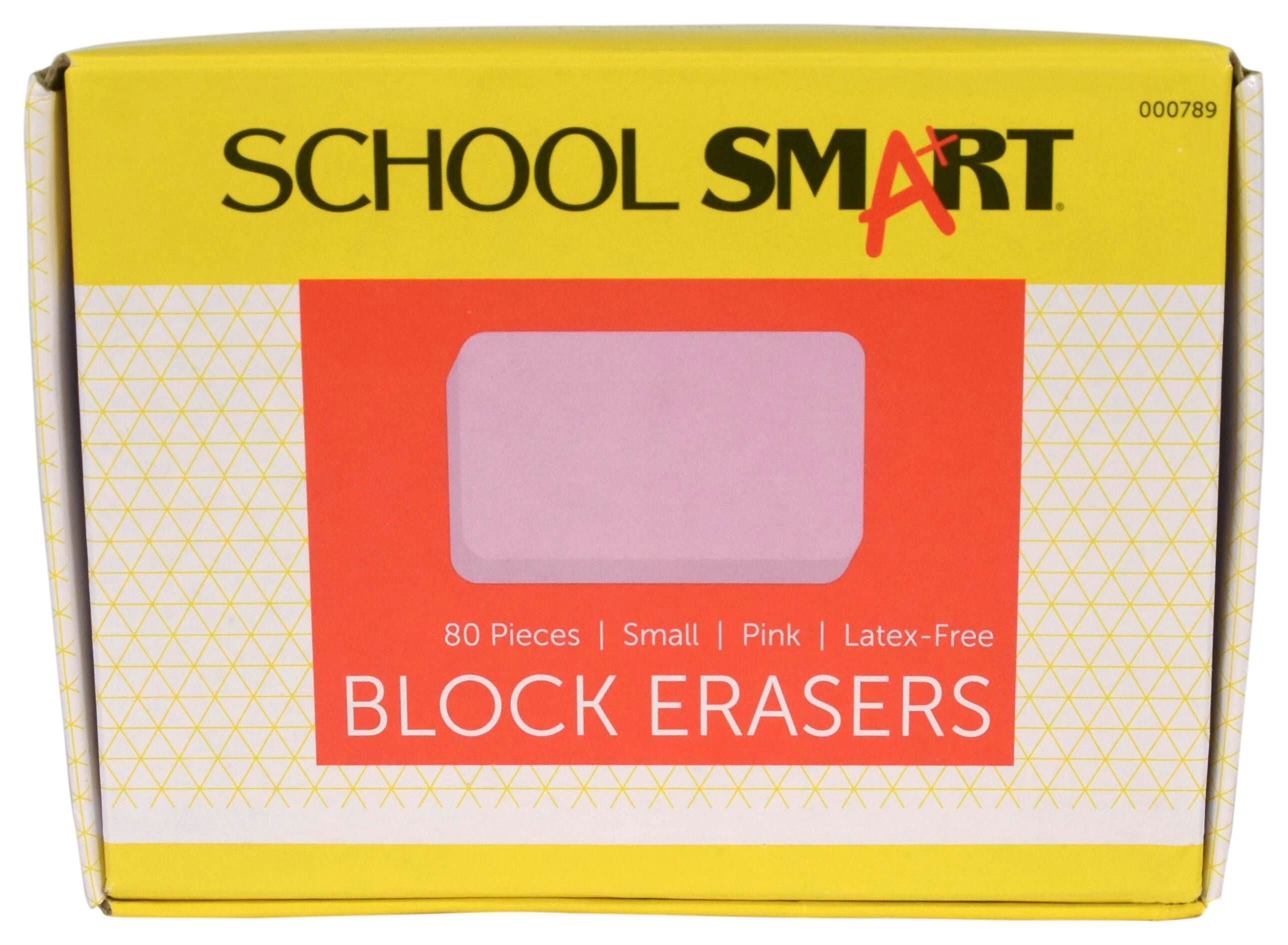 School Smart Large Pink Block Eraser, Pack of 40