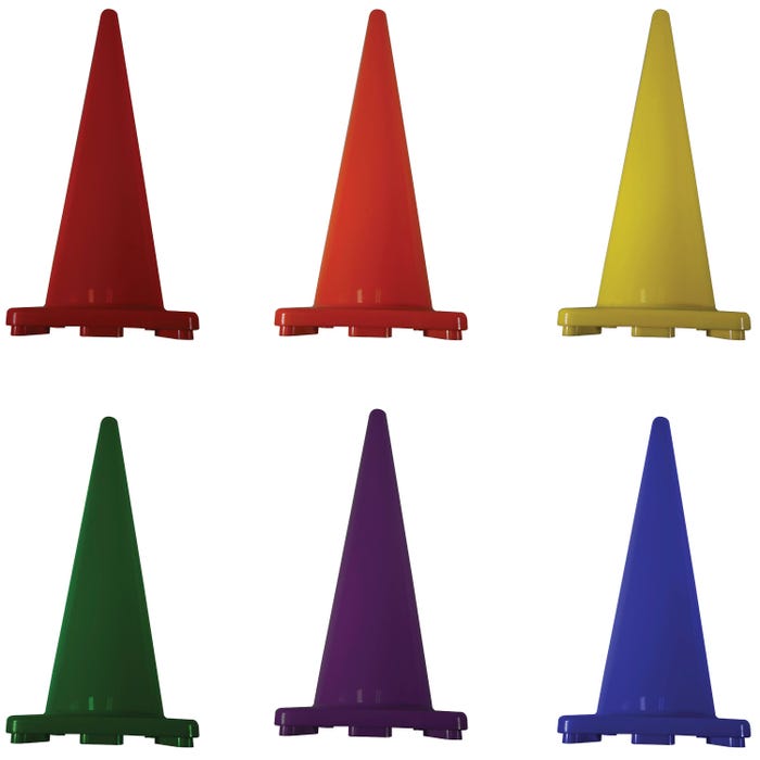 Rainbow Poly Cones, 36 Inch, Set of 6