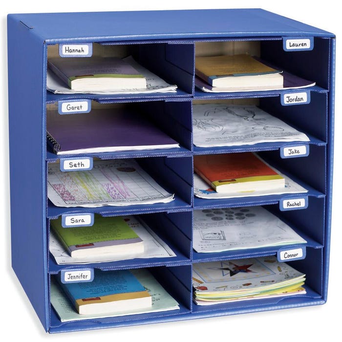 Classroom Keepers 10-Slot Mailbox, Blue