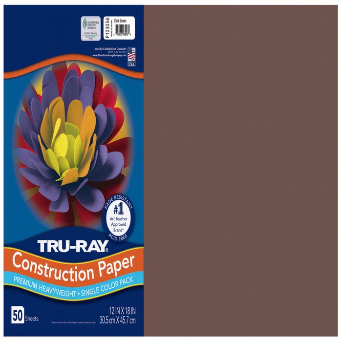 Tru-Ray Sulphite Construction Paper, 12x18 Inches, Dark Brown, 50 Sheets