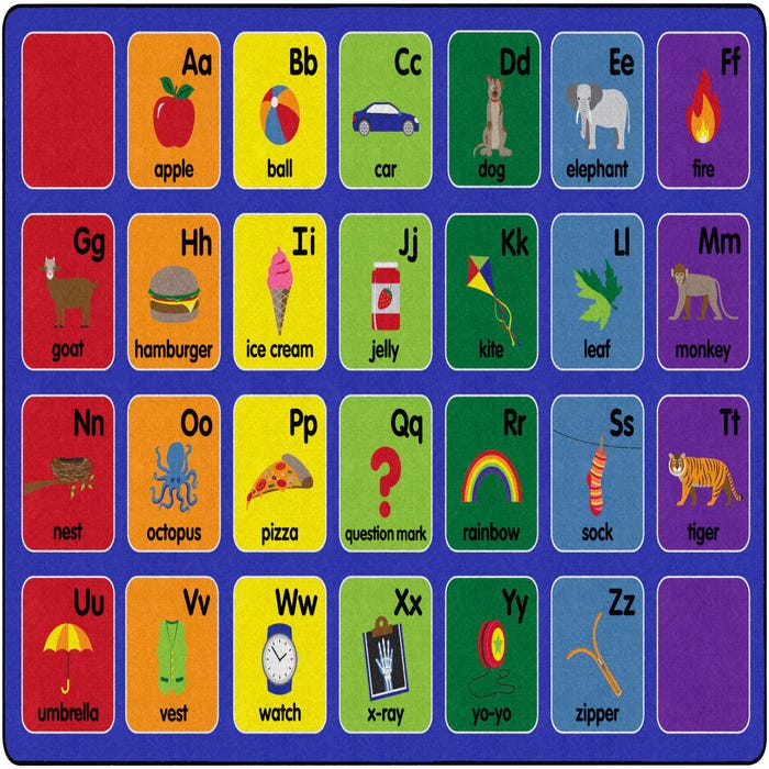 Childcraft Alphabet Pictures Carpet for Classrooms, Rectangle | School ...