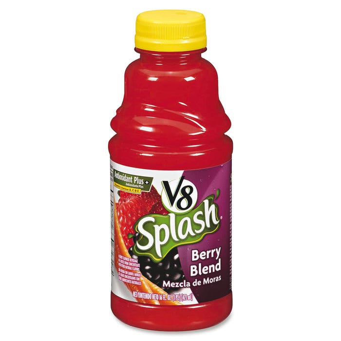 V8 Splash Berry Blend Fruit Juice Drink, 16 Ounces, Pack of 12