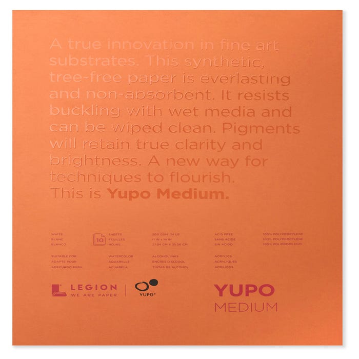 Yupo Waterproof Watercolor Pad, 11 x 14 Inches, 74 lb, 10 Sheets